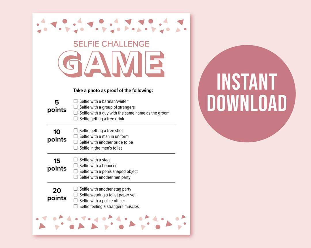 Bridal Shower Games, Selfie Photo Challenge, Rose Gold, Wedding Shower ...
