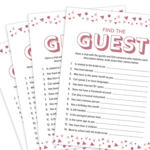 Find the Guest Hen Party Game: Rose Gold Bridal Shower (A6 Card) - Etsy