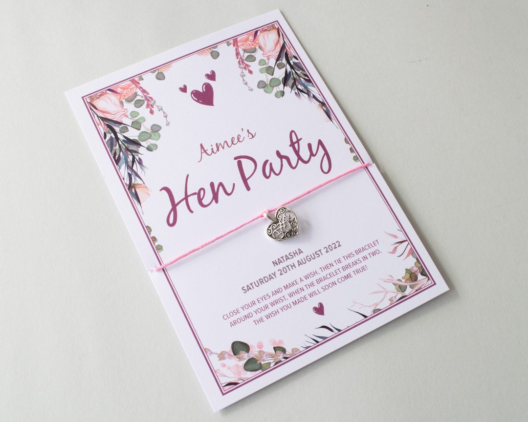 Personalised Hen Party Bracelets, Bachelorette Party Keepsakes, Hen Do ...