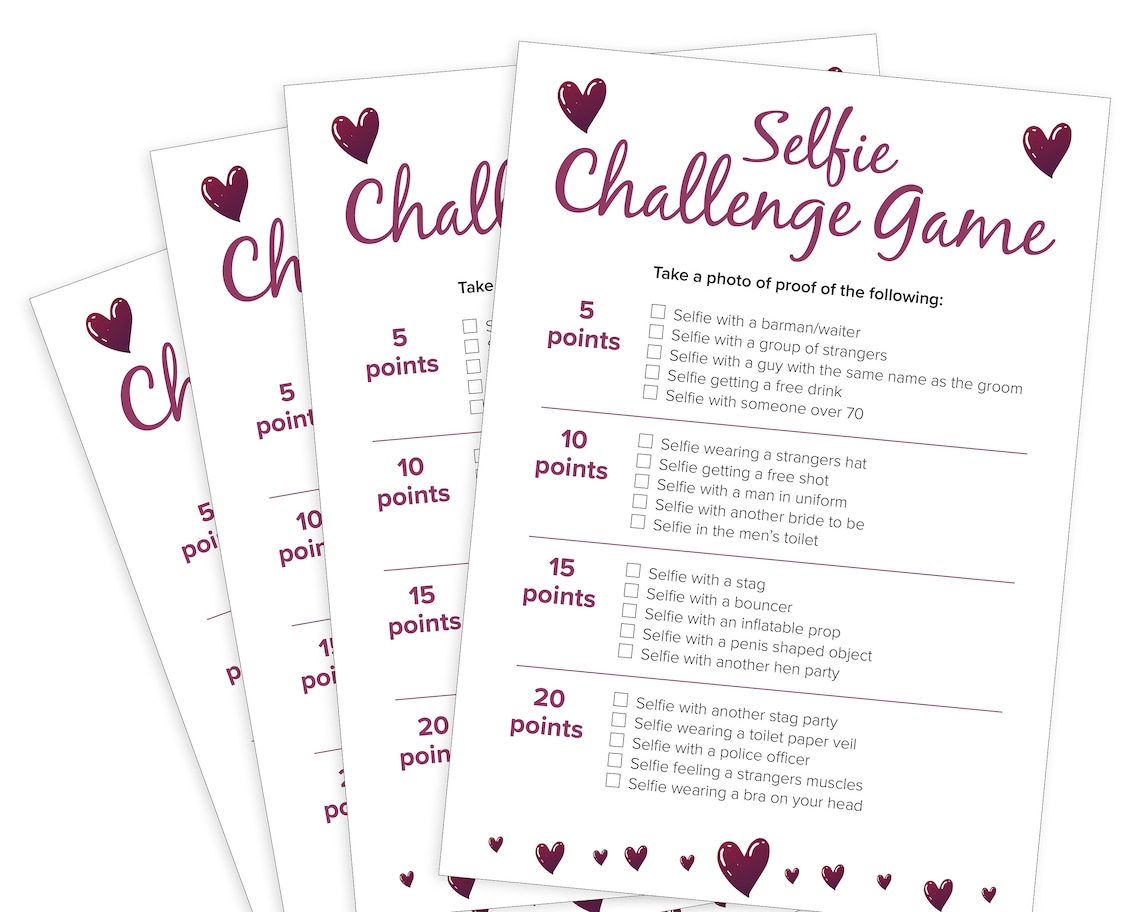 Hen Party Games Selfie Photo Challenge Cards Bachelorette - Etsy UK