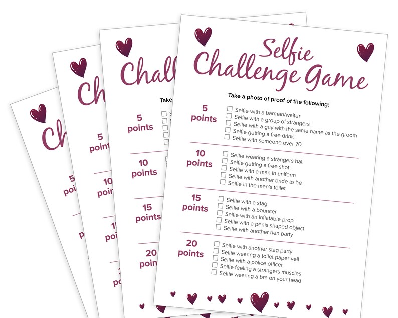 Hen Party Games Selfie Photo Challenge Cards Bachelorette - Etsy UK