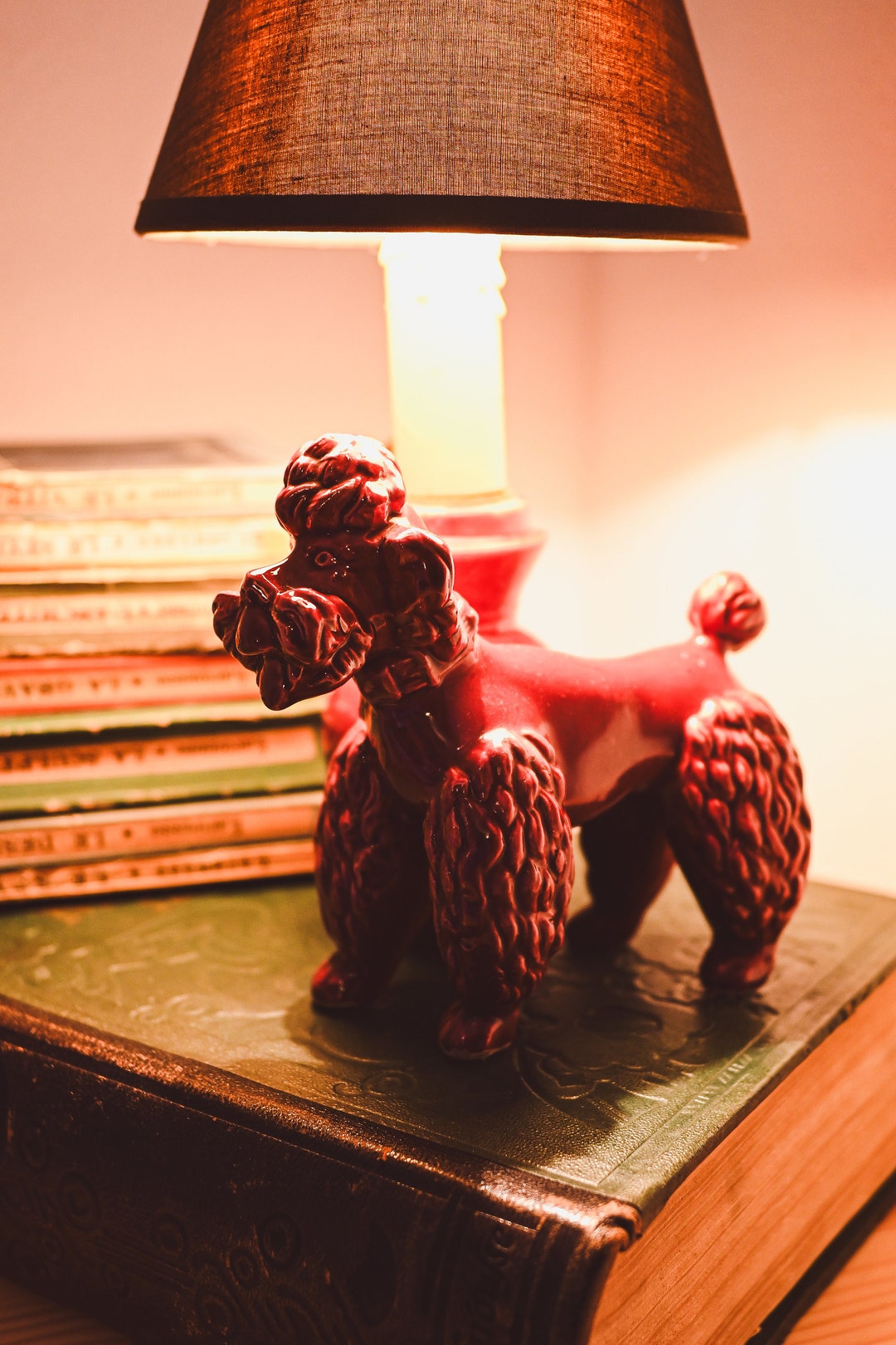 Retro Burgundy Poodle Table Lamp - Mid-century Canine Decor for Dog ...