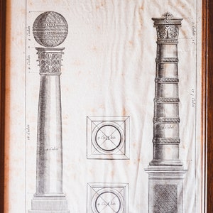 Rare 1734 Engraving: Solomon's Temple Copper Columns - Antique Biblical ...