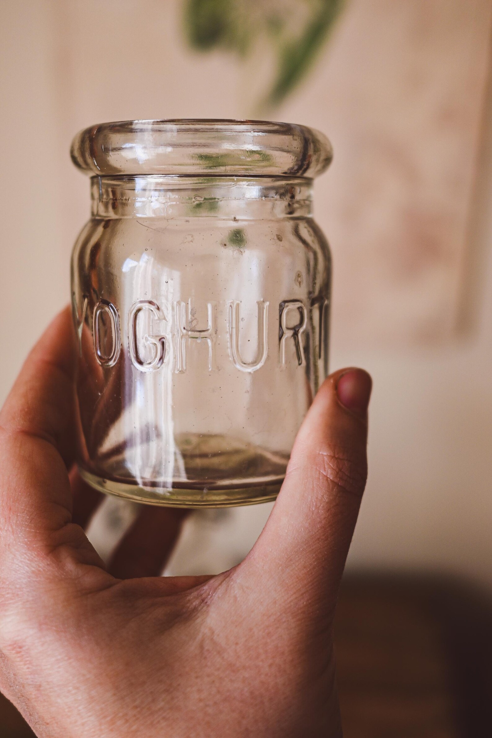Vintage Thick Glass Yogurt Container - Retro Kitchen Storage - Antique ...