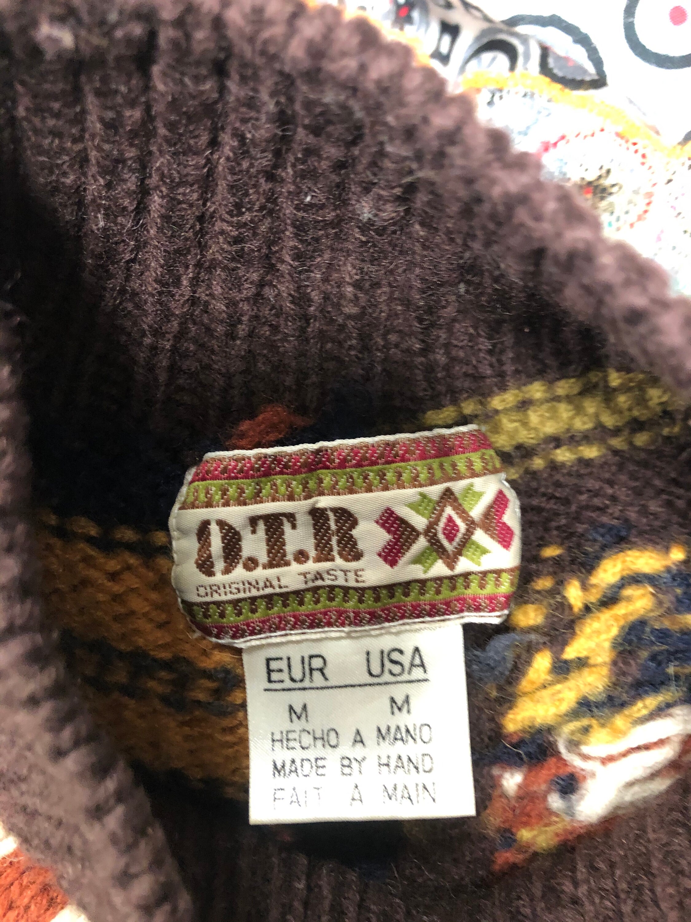 90s Mexican Cowichan Chunky Sweater Sz S/M Novelty Sweater Eclectic ...