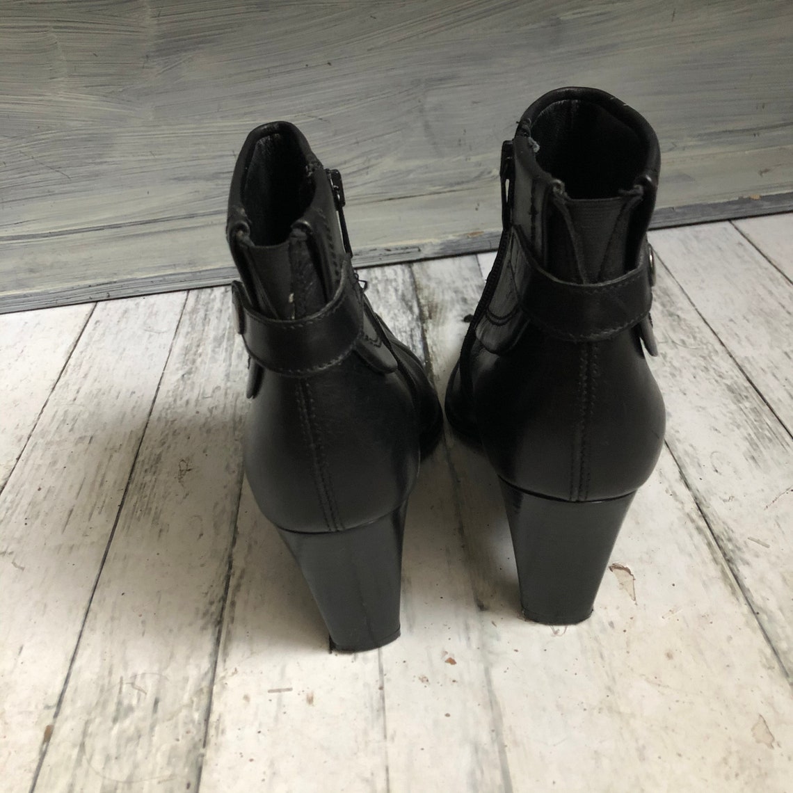 90s Italian Vintage Black Leather Ankle Boots Sz 38 Lazzarini Black ...