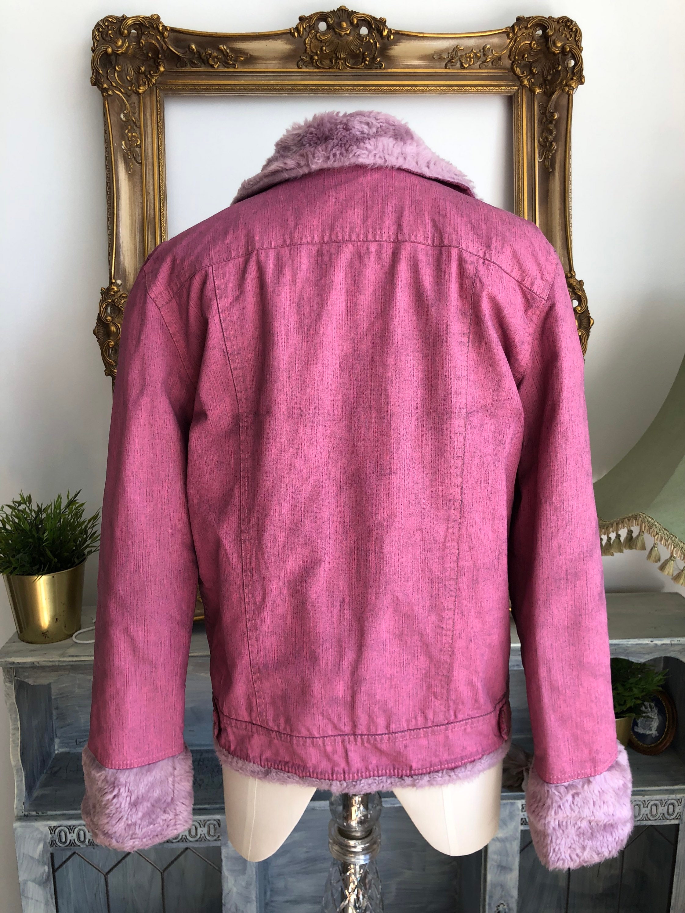 90s Vintage Pink Waxed Denim Effect Jacket Enita Sz M 90s Pink Barbie ...