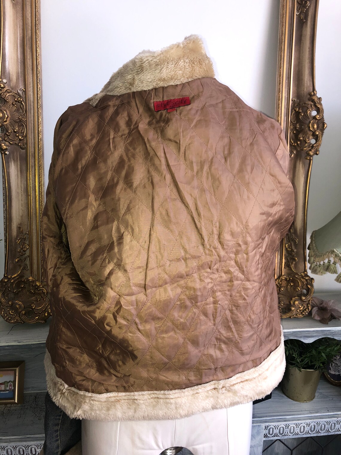 Y2K Acid Wash Beige Denim Jacket Faux Fur Collar and Cuffs Fit - Etsy