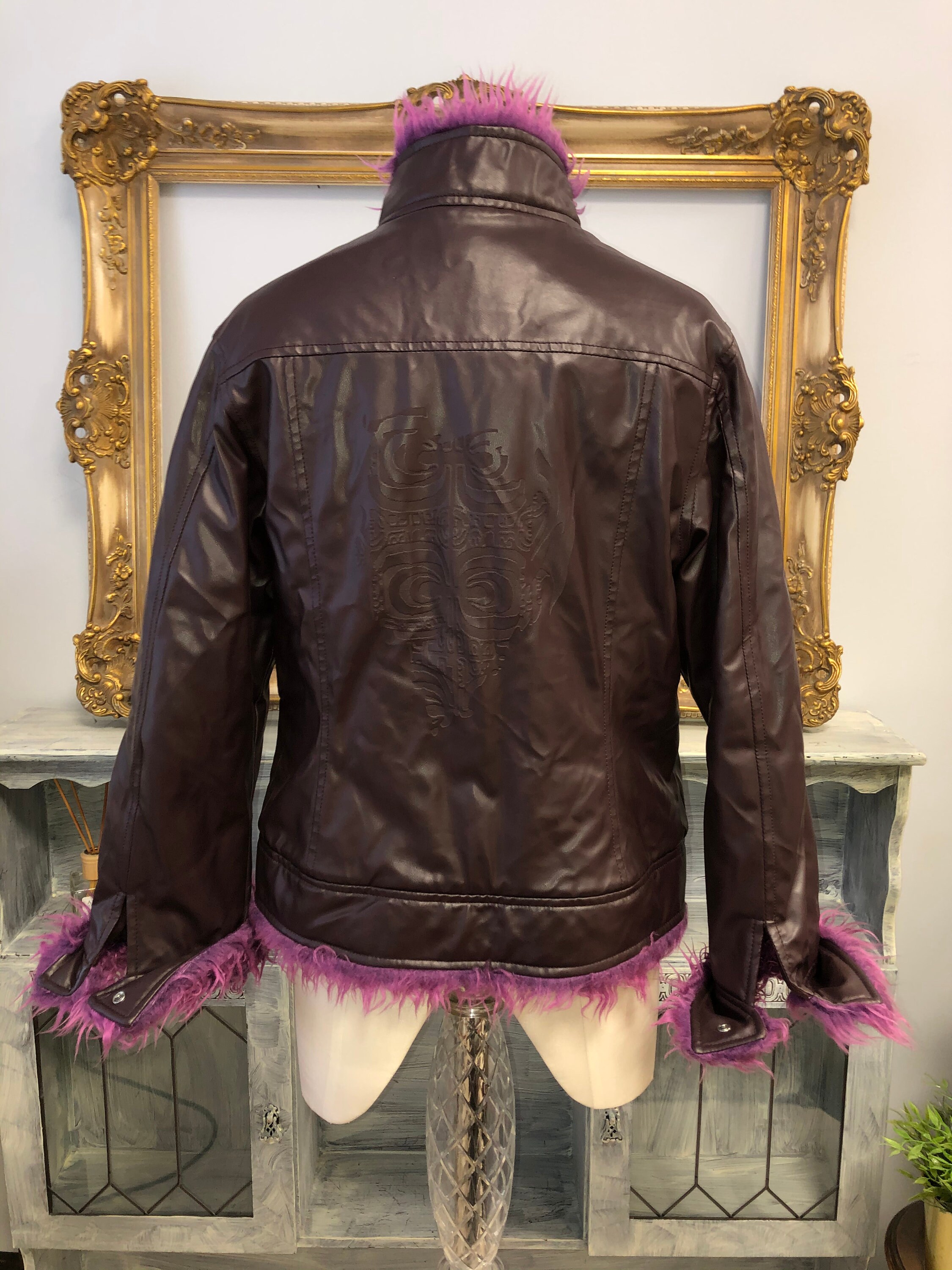 Funky Purple 90s Vinyl Bomber With Shaggy Fur Trim Size S - Etsy