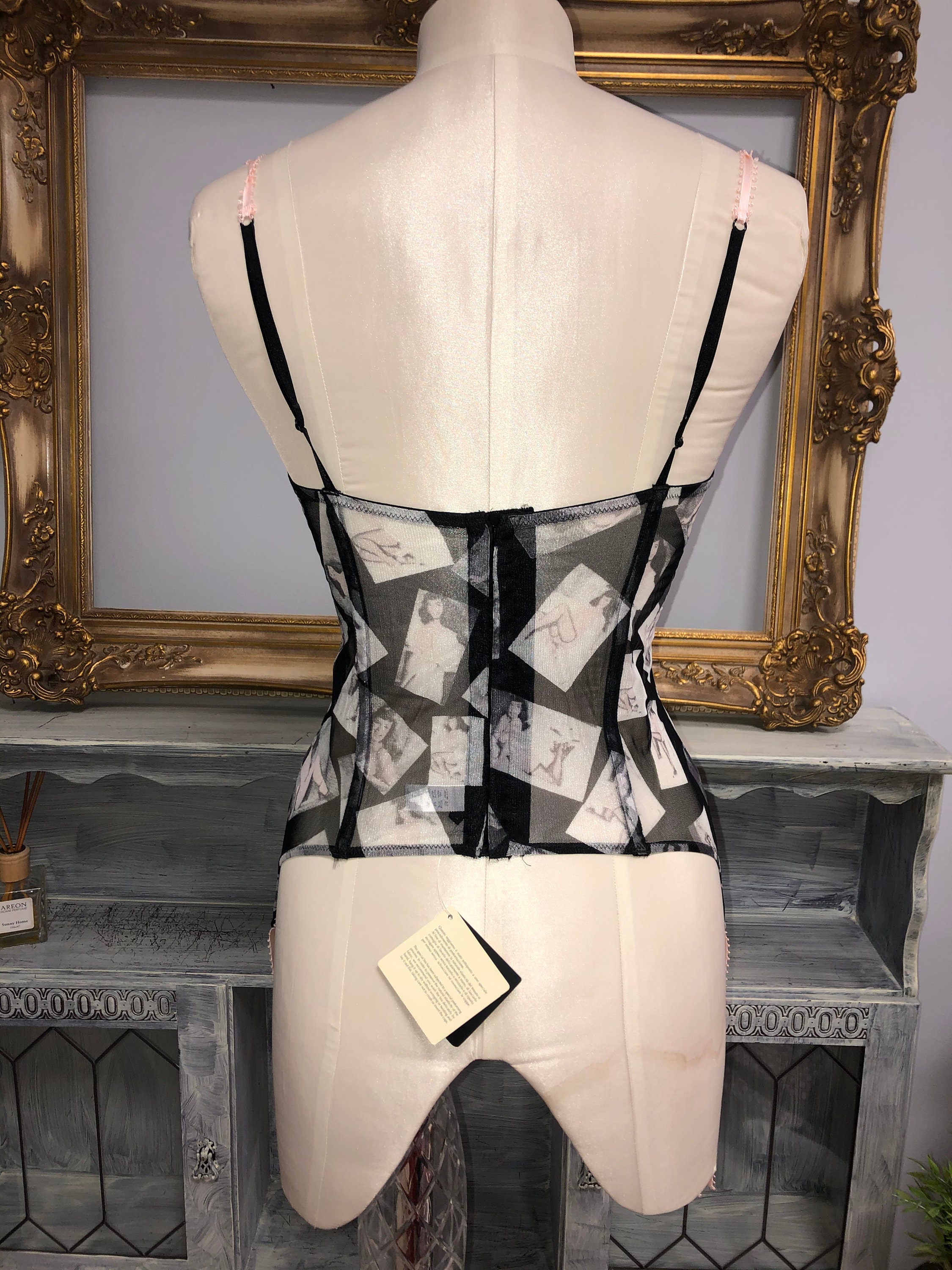 La Perla Sexy Burlesque Woman Print Mesh Corset Bustier Top Sz - Etsy