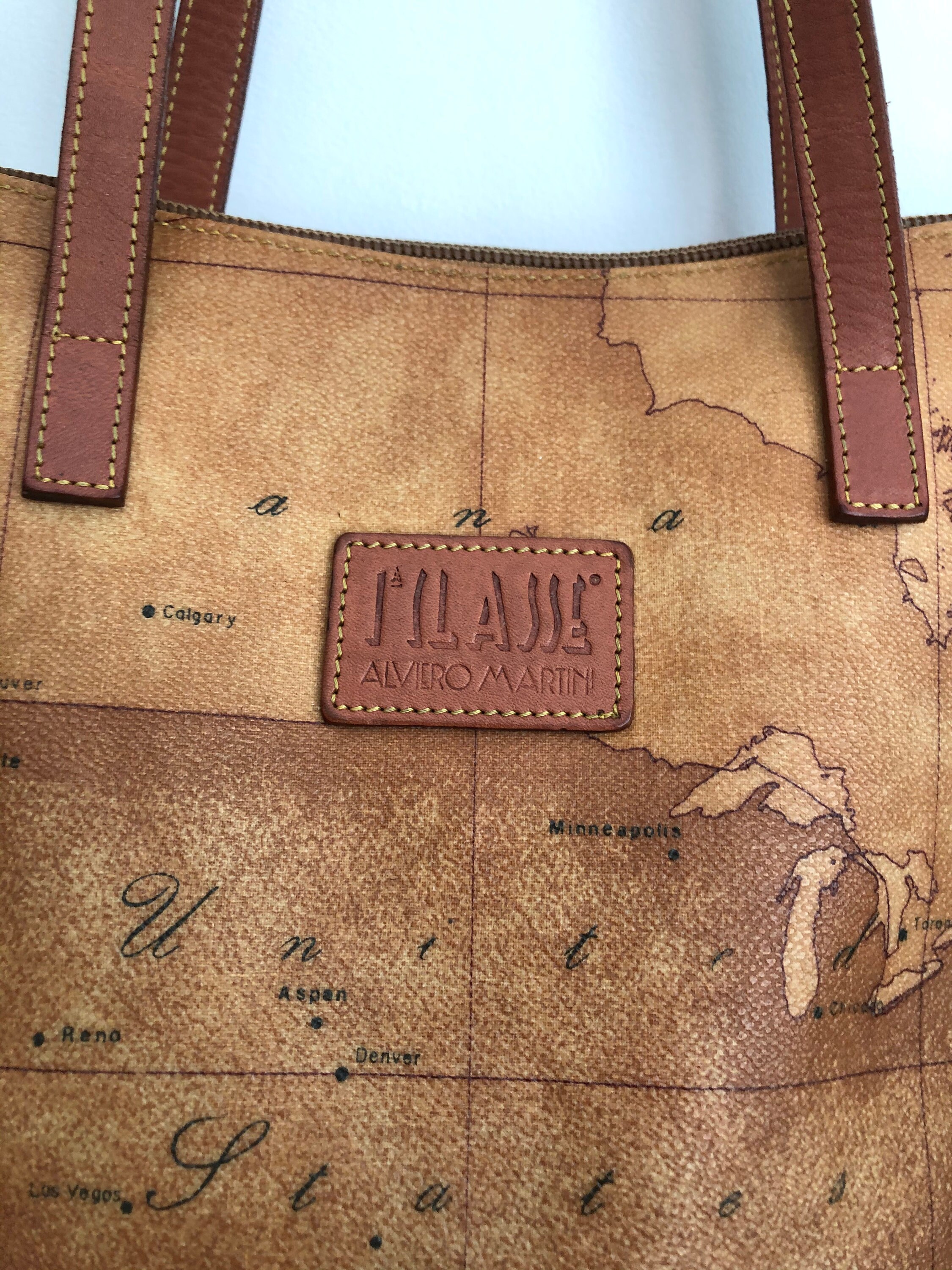 Alviero Martini Globe Map Shoulder Bag Tan Leather World Map - Etsy