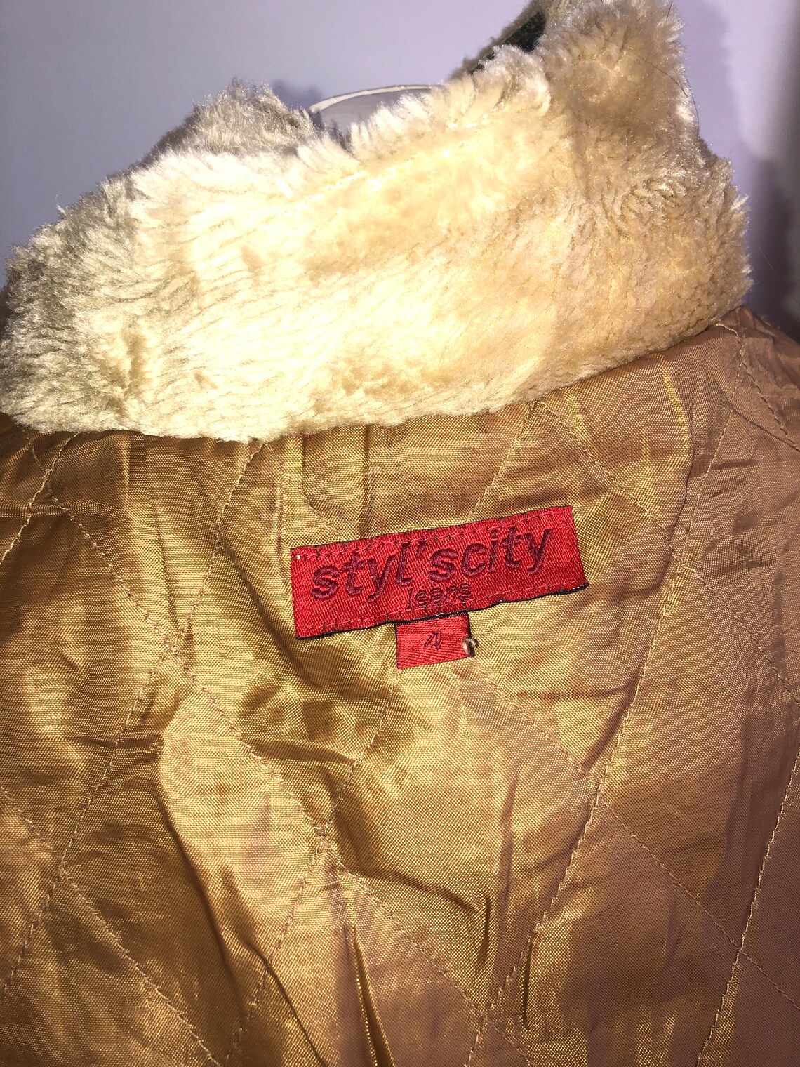 Y2K Acid Wash Beige Denim Jacket Faux Fur Collar and Cuffs Fit - Etsy