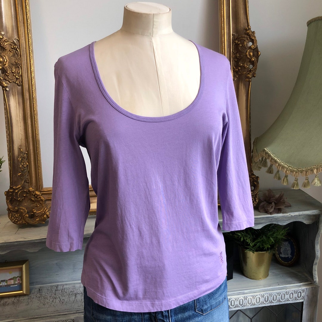 90s 00s Vintage Pringle Pastel Purple Tshirt Preppy Top Blouse Sz L ...