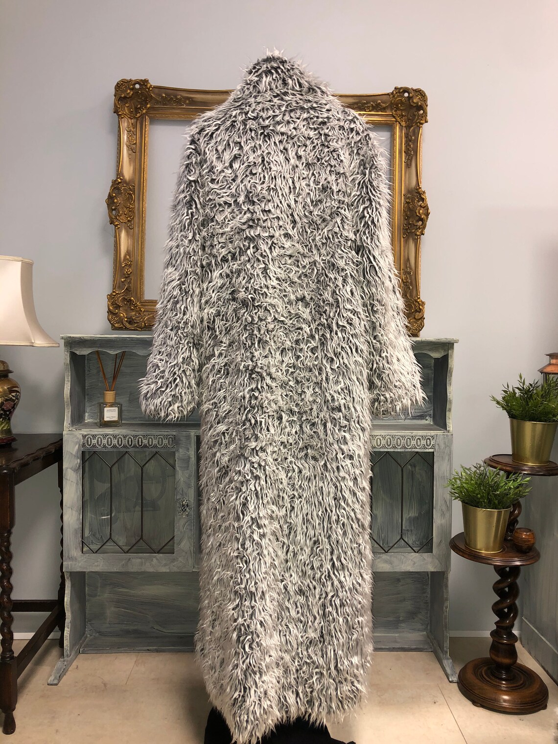 True 90s Vintage Only Shaggy Fur Full Length Faux Fur Coat, Size L Fits ...
