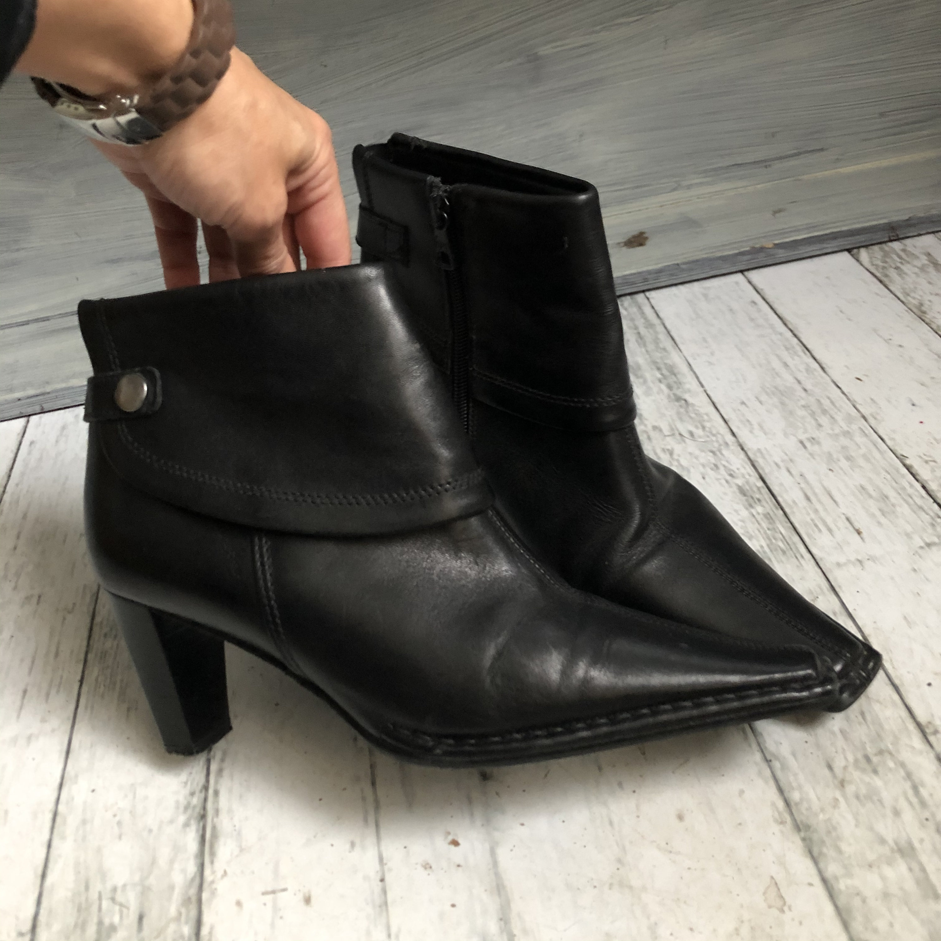 90s Italian Vintage Black Leather Ankle Boots Sz 38 Lazzarini Black ...