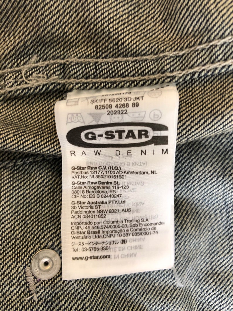 90s Vintage Denim Jacket G-star Raw Sz M - Etsy