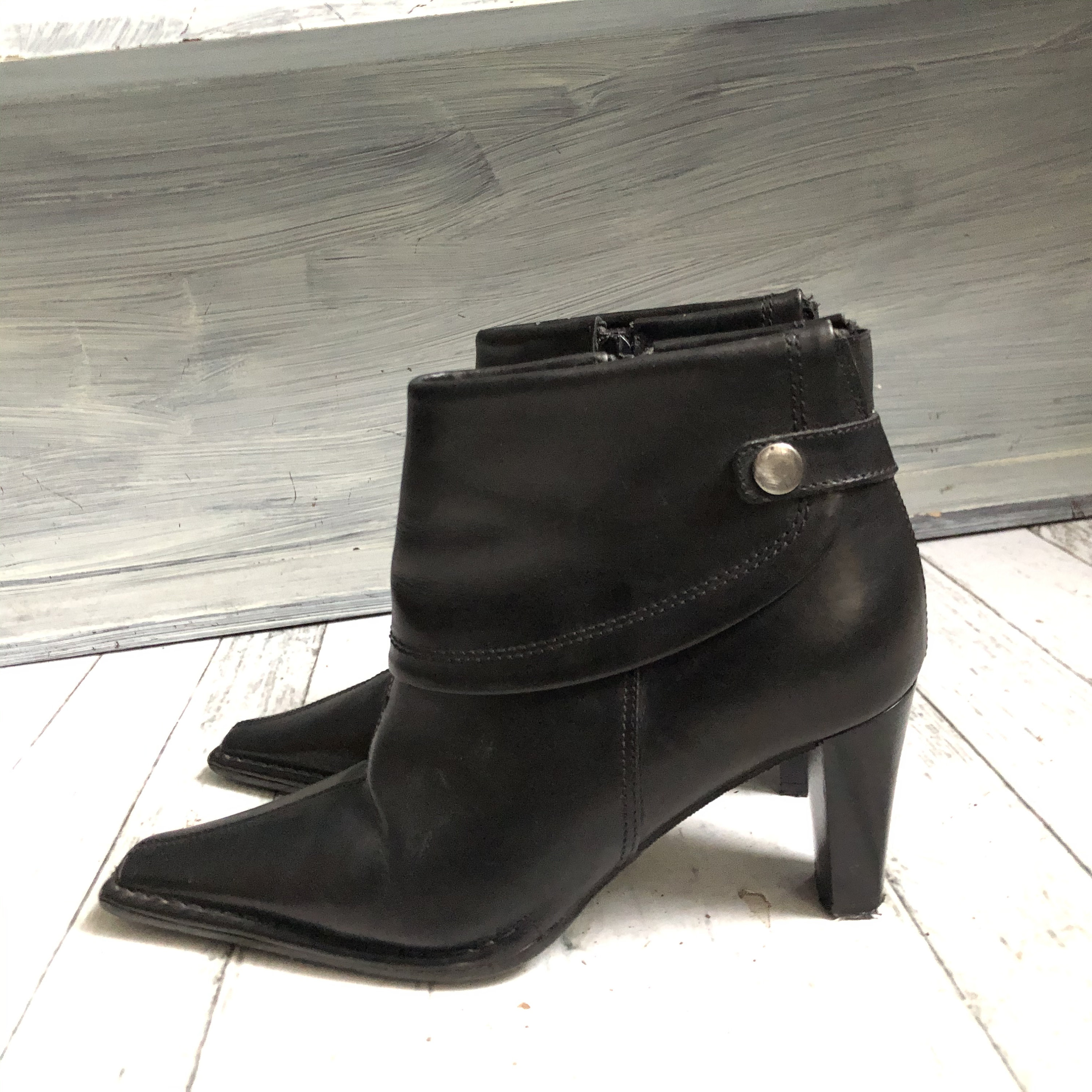 90s Italian Vintage Black Leather Ankle Boots Sz 38 Lazzarini Black ...
