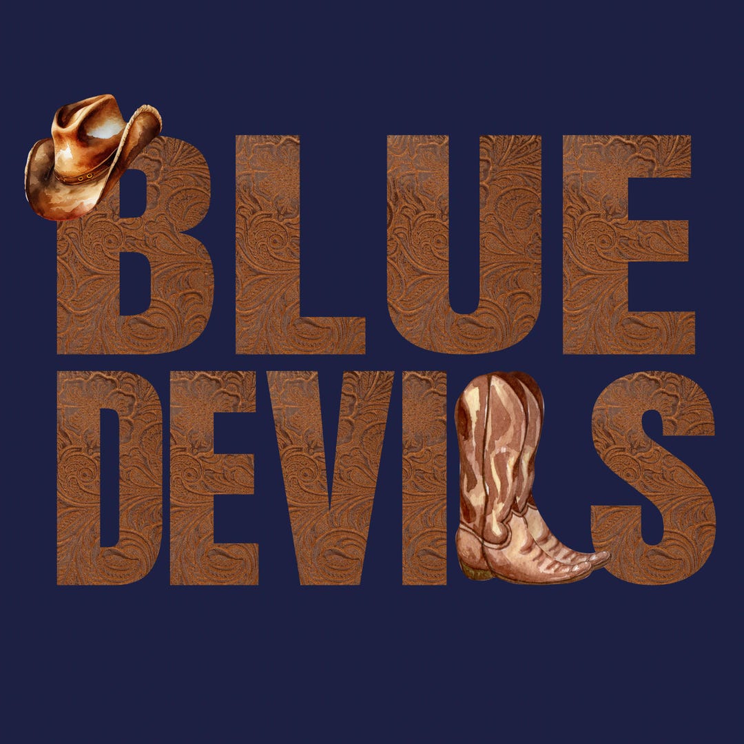 Blue Devils Western PNG | Cowboy Hat & Boot Graphic | Rustic Leather ...