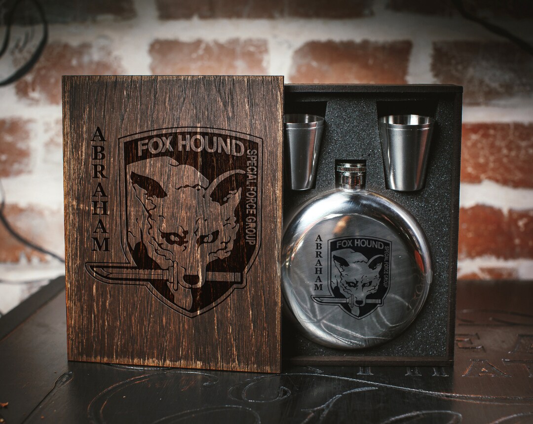 Personalized Flask Gift Set – Engraved Wood Box, Stainless Steel Flask ...