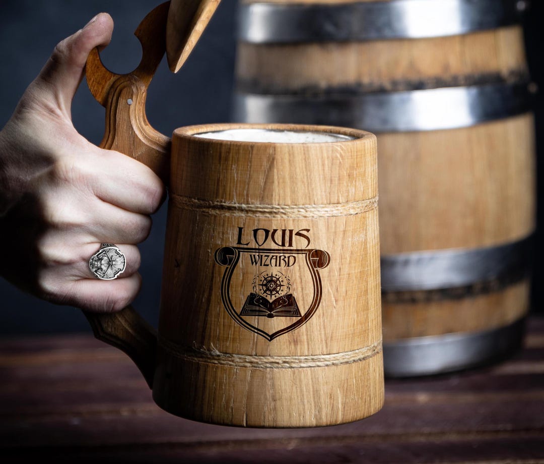Handmade Wooden Beer Mug: Custom Engraved Viking Groomsmen Gift - Etsy