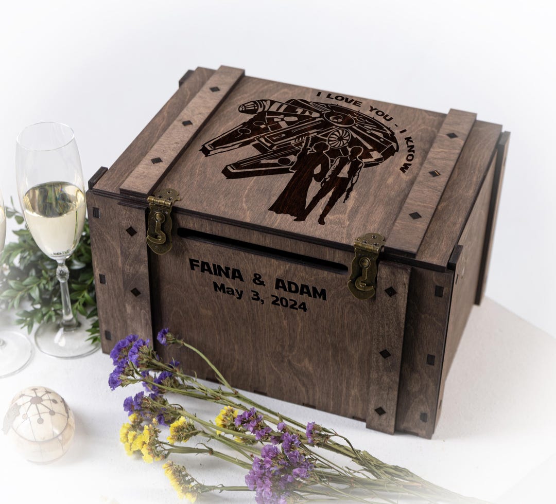 Personalized Wooden Wedding Card Box With Lock: Cosmic Jedi Decor - Etsy