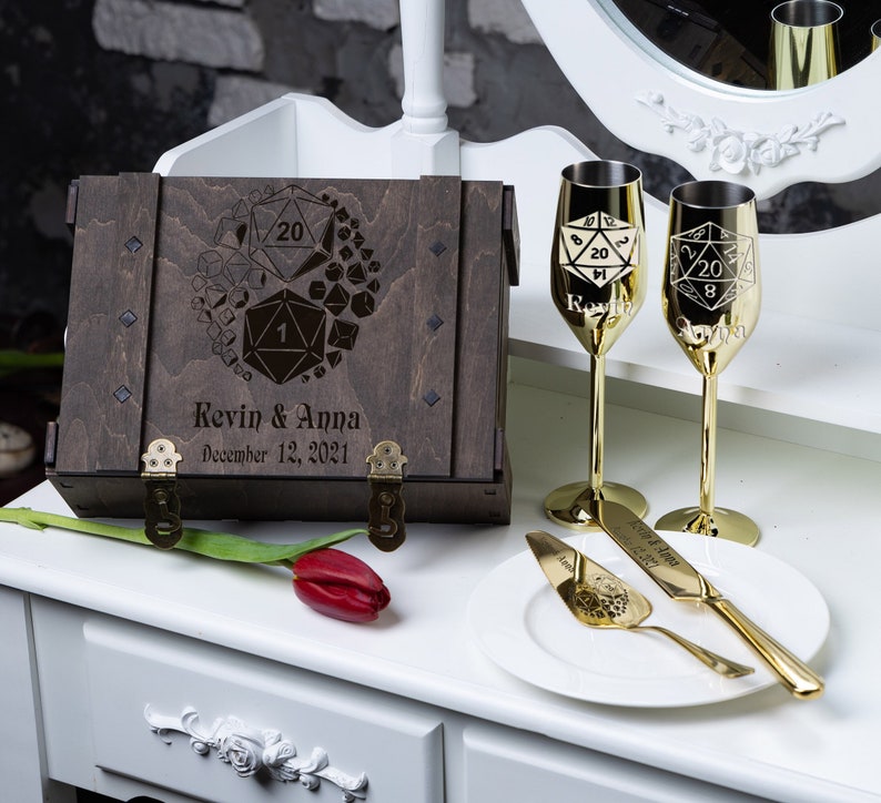 Personalized Dnd Wedding Set With Fantasy Dice Engraving, Custom Gamer ...