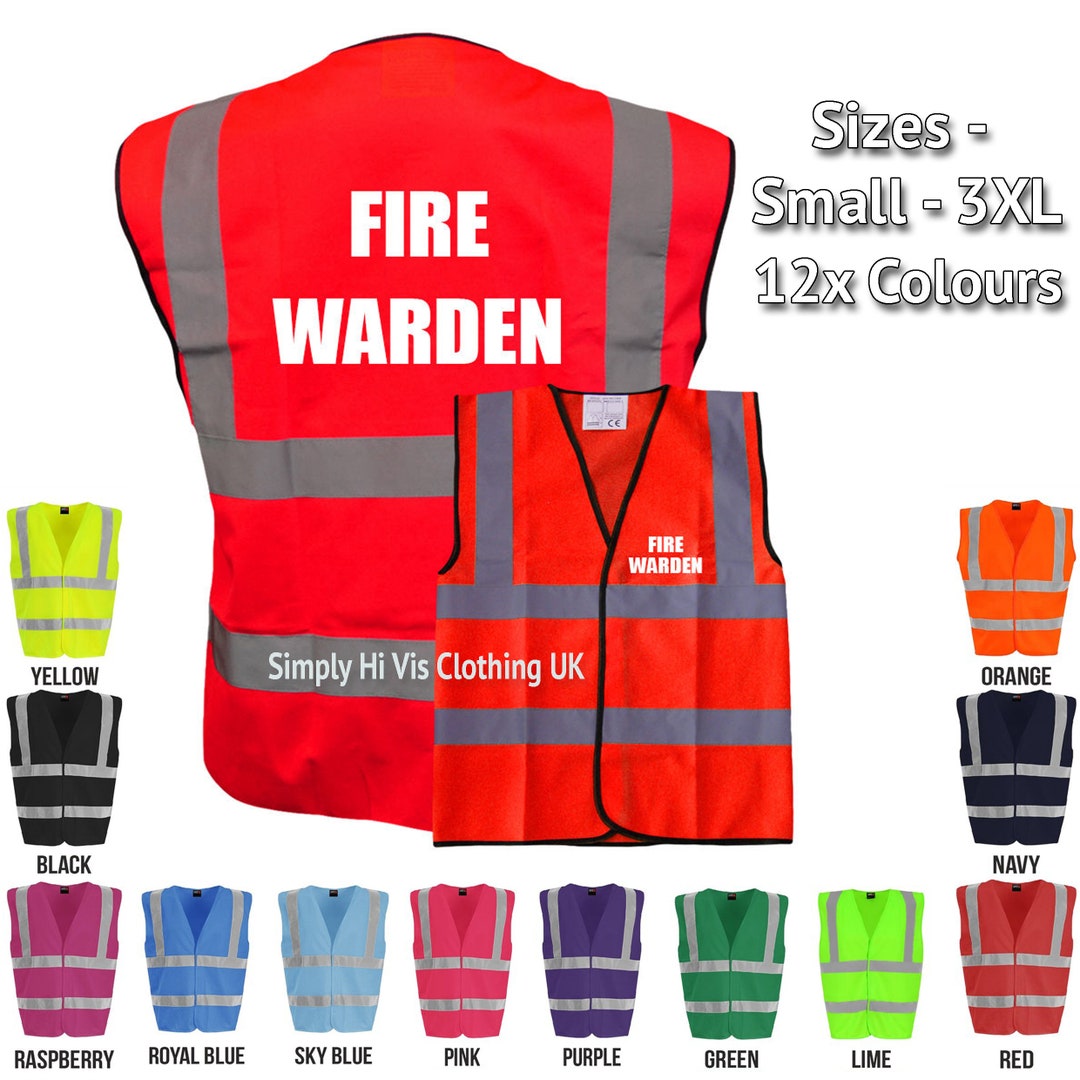 Fire Warden Printed Hi Vis Safety Vest / Hi Viz Waistcoat Tabard - Etsy ...