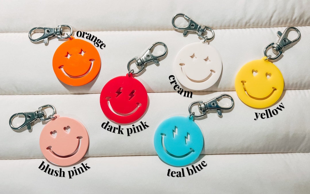 Acrylic Smiley Face Keychain | Happy Face Keychain | Cute Gift | Gifts ...