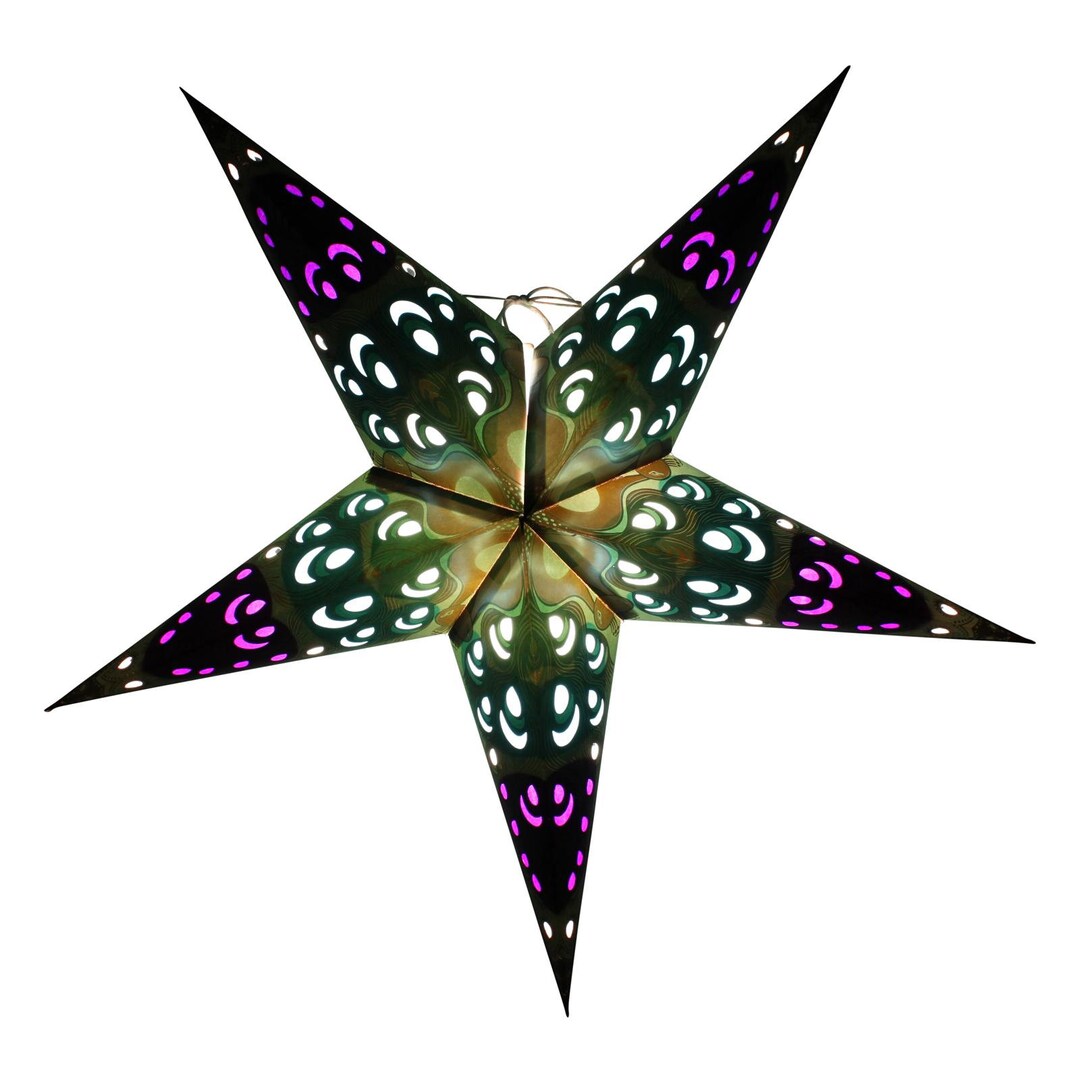 Paper Star - Christmas Star - 5-pointed Star, Colorful Patterned - 60 ...