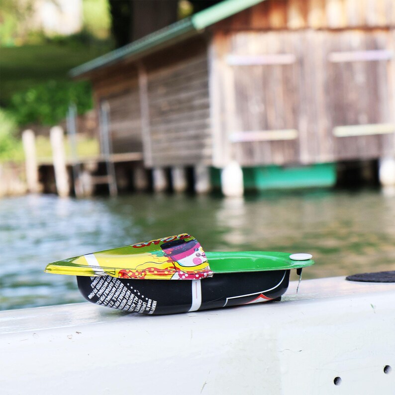 Tin Toy - Mini Recycling Boat - Candle Boat - Pop Pop Rattle Boat Made ...