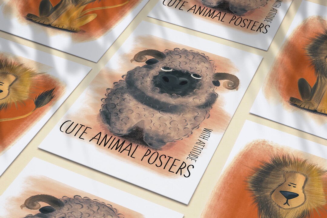 Set of 5 Cute Animal Posters, A4 Posters, Cute Illustrations Ready for ...