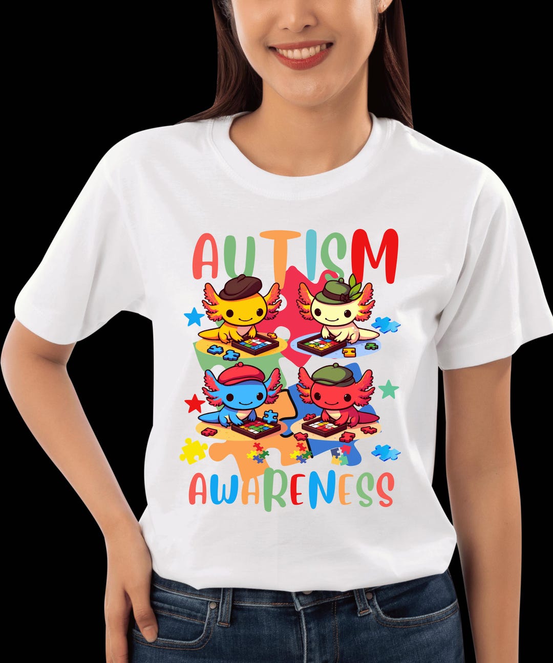 Autism Cartoon Character Png, Autism Puzzle Axolotl Png, Autism ...