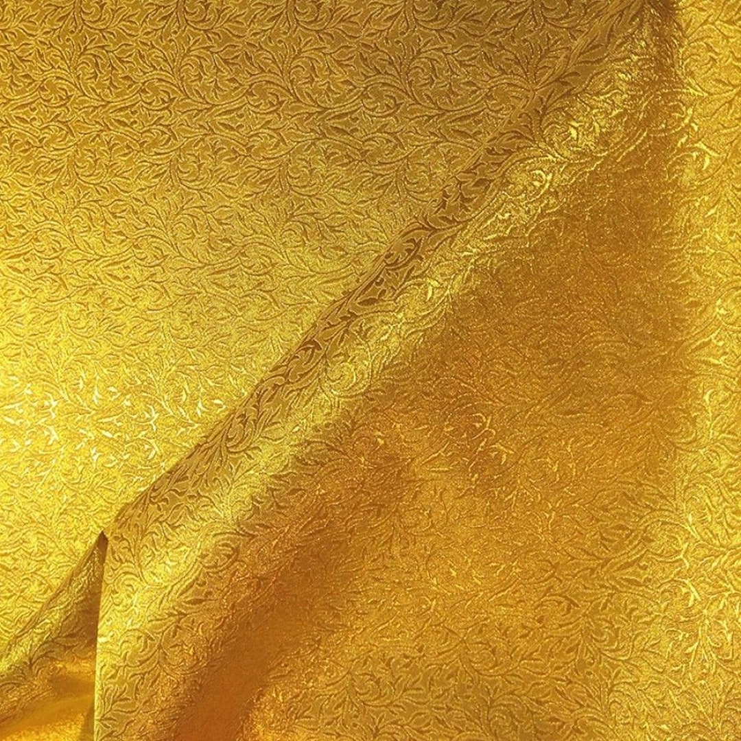 Metallic Brocade Extra Wide 210 Cm, Yellow Gold, White Silver, Floral ...