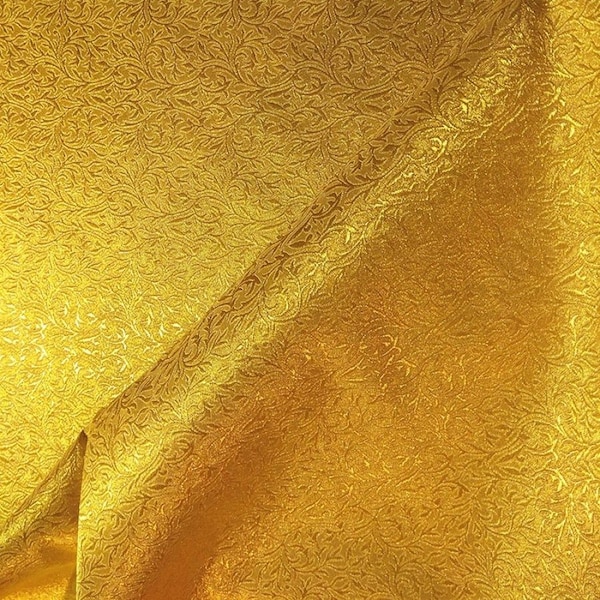Yellow Brocade Fabric - Etsy