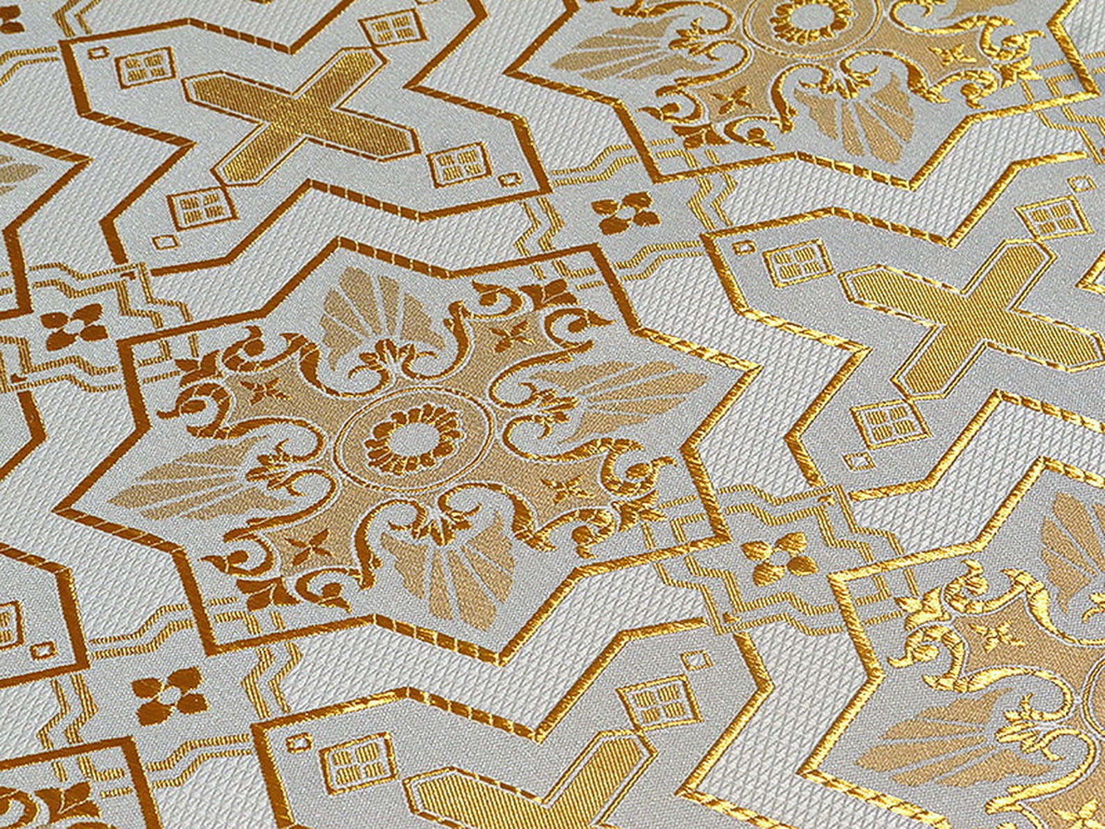 White Liturgical Brocade Fabric, Church Fabrics, Red Gold, Yellow Gold ...