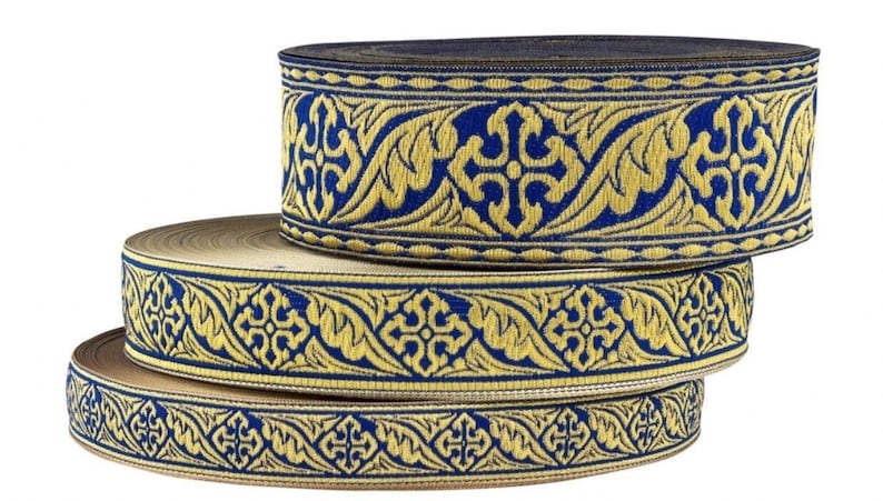 Jacquard Metallic Galloon Leaf & Cross Liturgical Ribbon Trims - Etsy