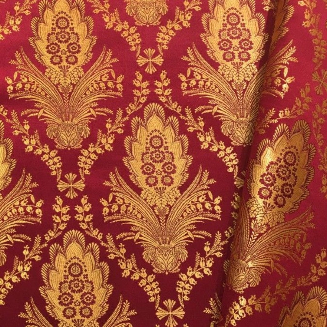 Metallic Red Gold Brocade, Silver Brocade, Yellow & Gold Brocade ...