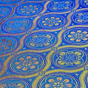 Liturgical Brocade for Vestments, Clergy Apparel, Blue Altar Cloth 165 ...