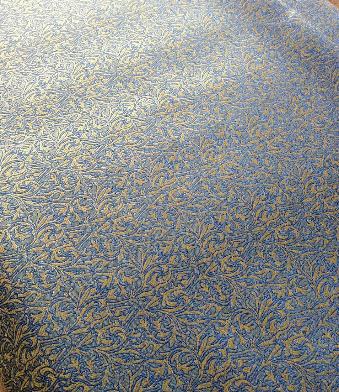 Light Blue Gold Brocade on Sale, Remnant, Purple Floral Fabrics, Sewing ...