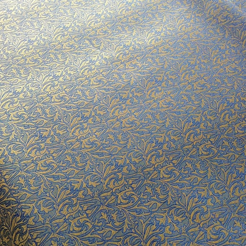 Light Blue Gold Brocade on Sale Remnant Purple Floral - Etsy