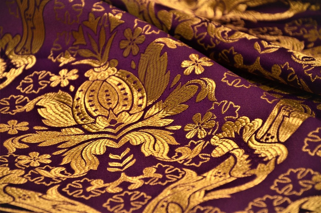 Purple Gold Church Liturgical Fabric for Clergy Vestments 65 in Wide ...