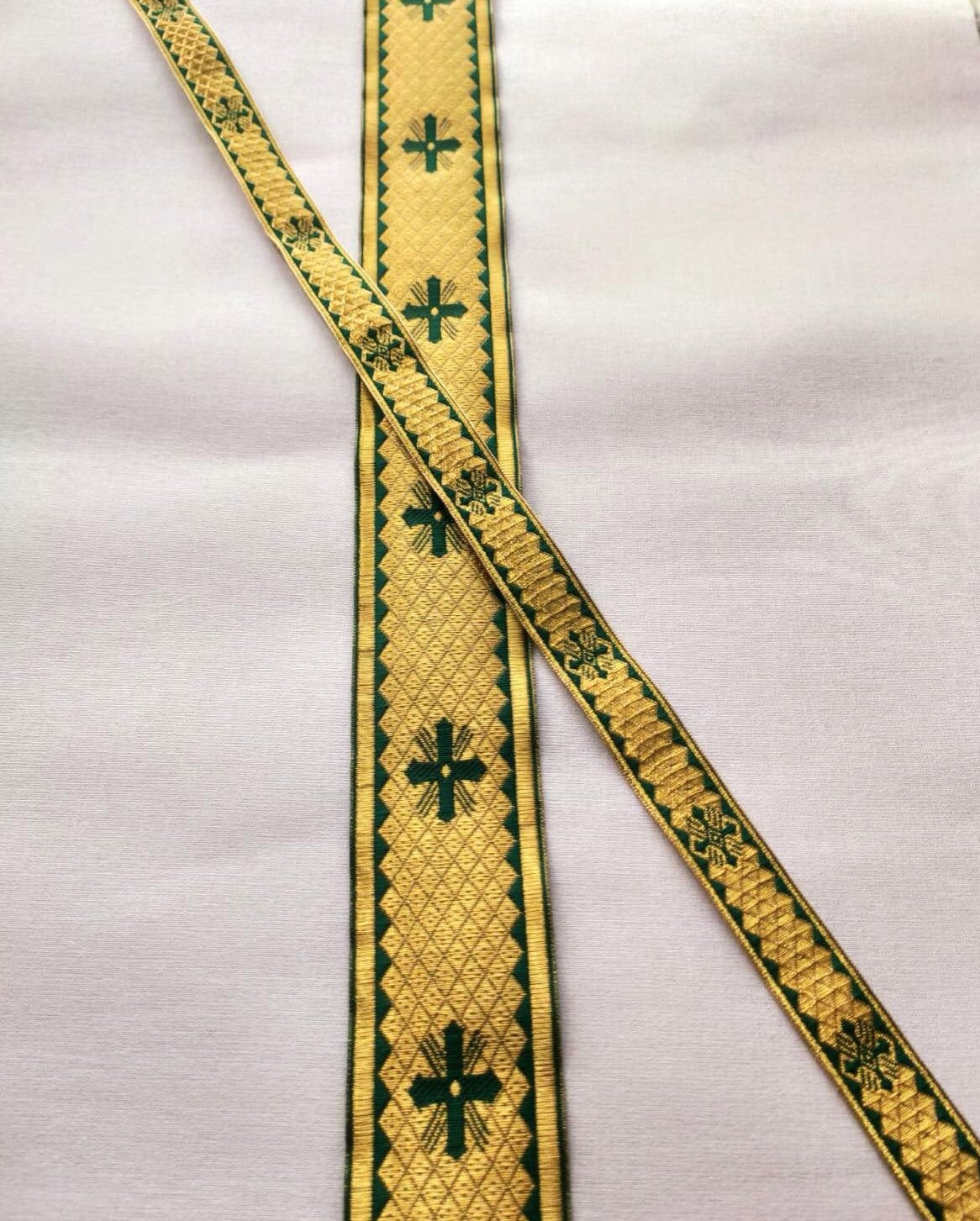 Liturgical Cross Patterned Trim Metallic Clergy Vestment - Etsy