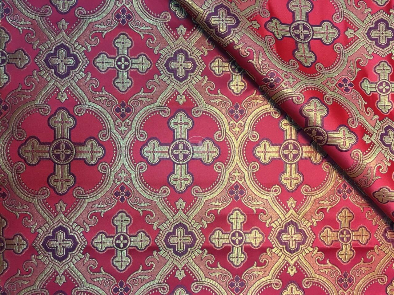 Liturgical Brocade Fabric Christian Cross for Church Altar Goods ...