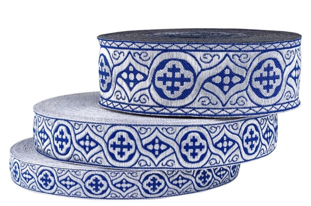 Jerusalem Cross Liturgical Galloon Ribbon 2.5 Cm, 3.5 Cm, 5 Cm Wide for ...