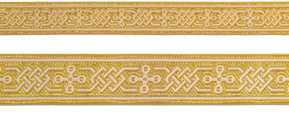 White Gold Ribbon Border Trim 2cm, 5cm Width, Jacquard Ribbon Trim for ...