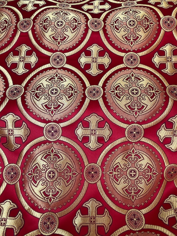 Round Cross Liturgical Brocade Fabric for Church Altar Cloth - Etsy