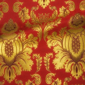 Flower Jacquard Brocade, Vestment Brocade, Red and Gold, White and Gold ...