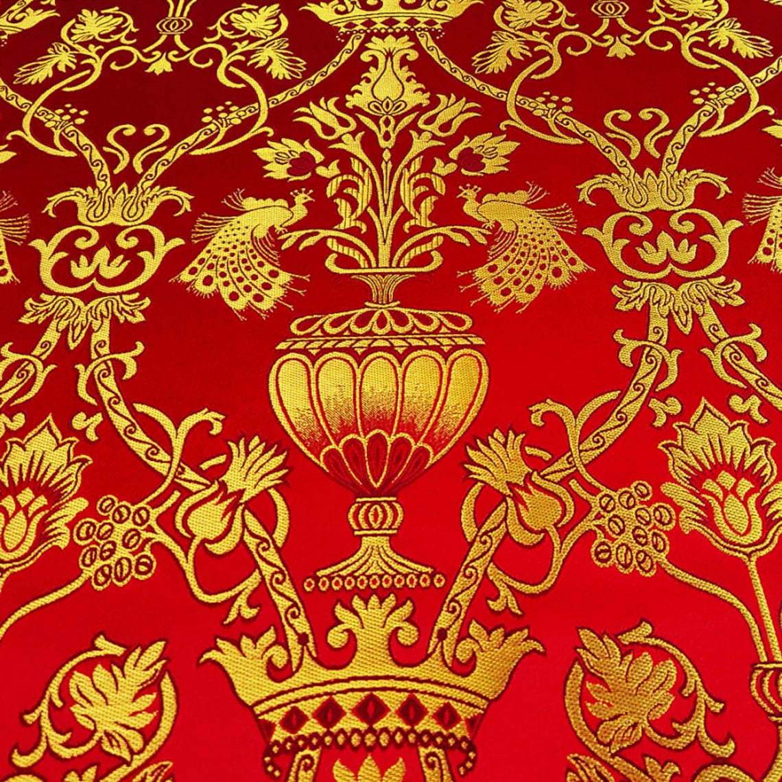 Victorian Metallic Brocade Birds Vestment Fabric Allergic - Etsy