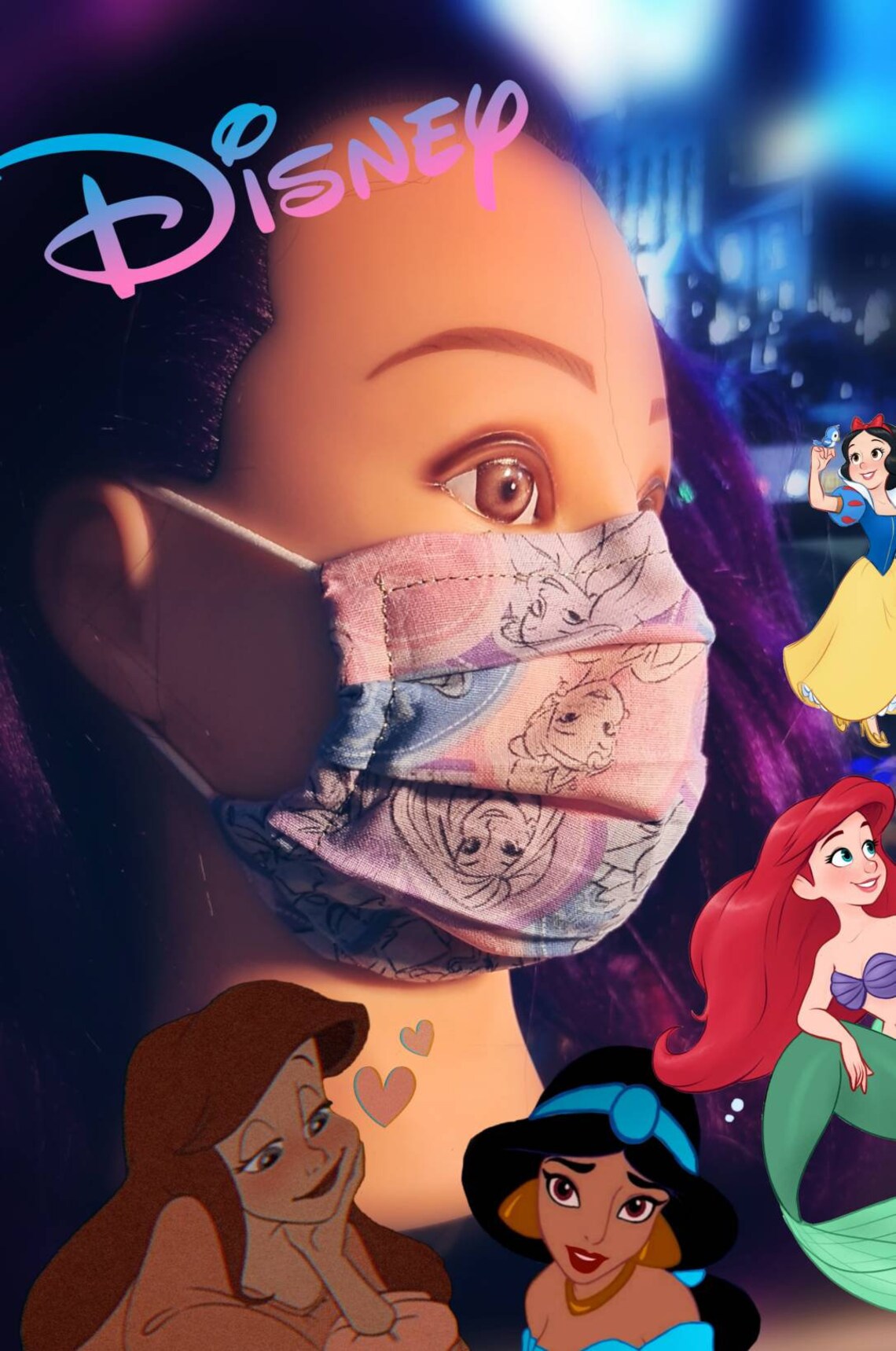 DISNEY inspired princesses face mask adult reversable | Etsy