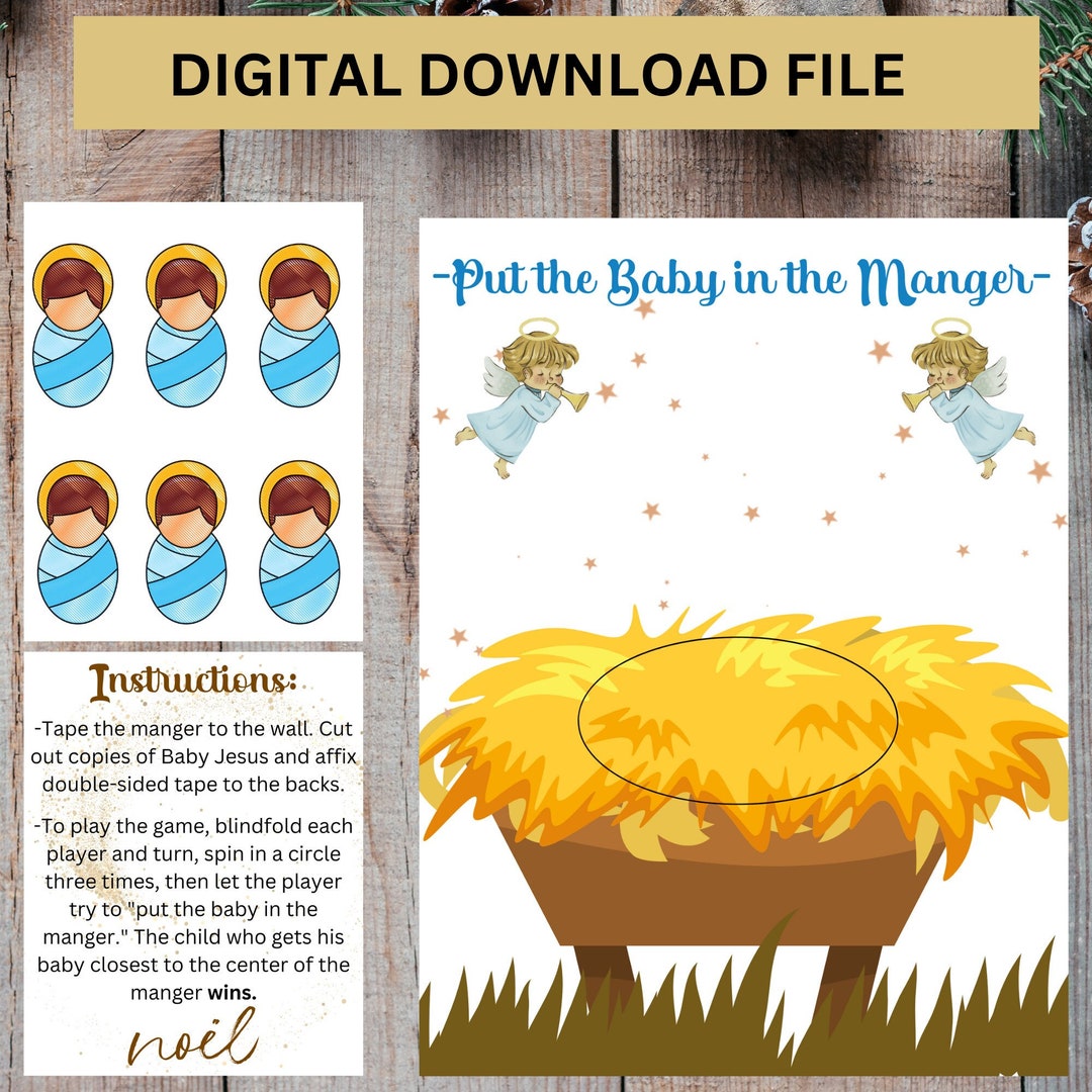 Pin the Baby on the Manger Game, Christmas Party (digital Download) - Etsy